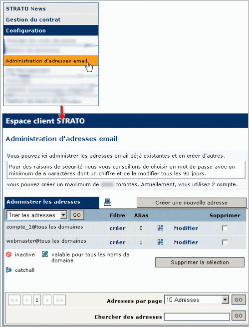 Creation boîtes email? | STRATO