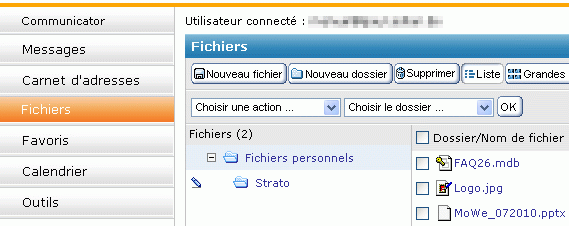 Où est-ce que je gère mes fichiers enregistrés sur STRATO Communicator 3.5?