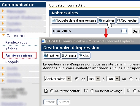 Comment puis-je imprimer les anniversaires dans STRATO Communicator 3.5?
